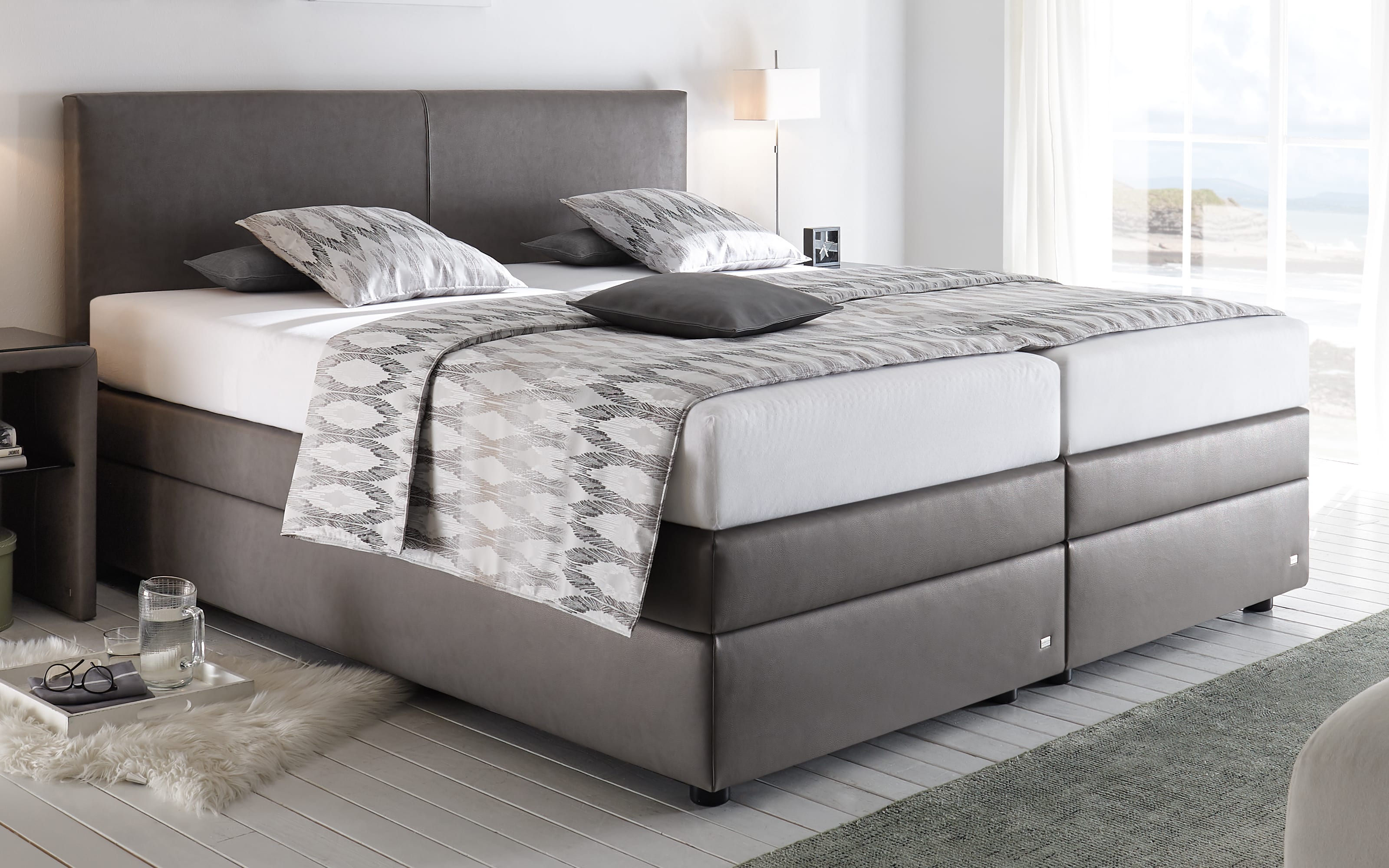 Boxspringbett Bellevue, grau,180 x 200 cm online bei Hardeck kaufen