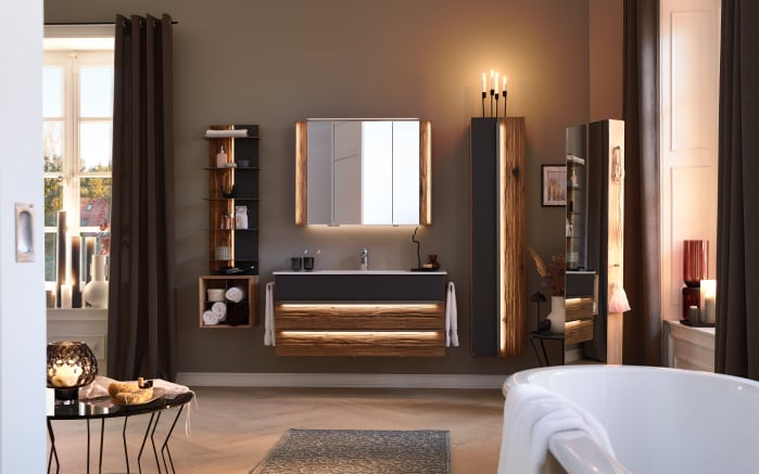 Badkombination Jarin, Wildeiche massiv gebürstet/graphit matt online ...