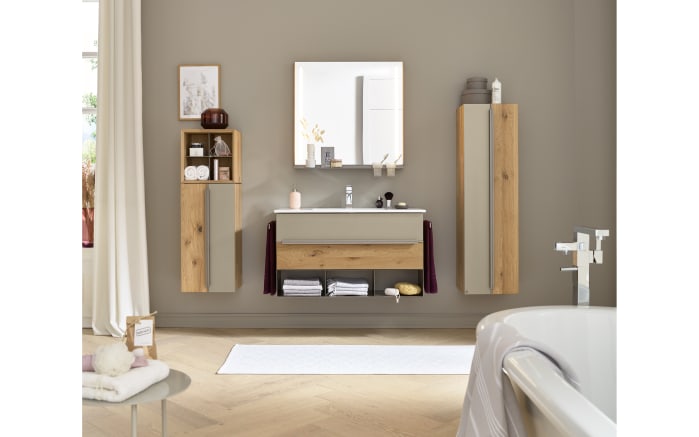 Badkombination Jarin, Wildeiche massiv gebürstet/Colorglas titan online ...