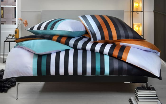 Bettwäsche Maja, türkis/schwarz, 135 x 200 cm online bei Hardeck kaufen